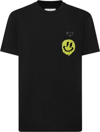 Philipp Plein Rundhals-T-Shirt mit Smiley-Patch - - Tops - Herren - Schwarzk - M