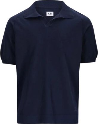 C.P. Company C.p. Company, Homme, Tops, Bleu, Taille: M Polo &agrave; Manches Courtes et Col en V