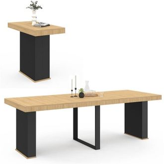IDMarket Idmarket - Table console extensible eden 10 personnes 235 cm bois et noir