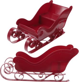 Valiclud 2 St&uuml;ck Kleiner Weihnachtsschlitten aus Kunststoff Rote Tischdekoration mit Bonboniere Festlicher Weihnachtsmann Schlitten f&uuml;r Wohnraum und B&uuml;ro