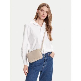 Calvin Klein Handtasche Calvin Klein Foil Logo Elongated Camera Bag LV04F3276G Beige