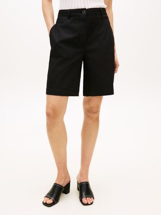 Tommy Hilfiger Chinoshorts TOMMY HILFIGER CO GMD BLEND CHINO SHORT, Damen, Gr. 40, N-Gr, schwarz, Web, Obermaterial: 65% Baumwolle, 33% Lyocell, 2% Elasthan, unifarb
