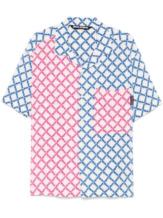 Palm Angels chemise &agrave; logo en filet - Blanc