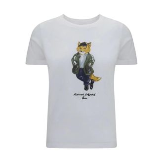 Maison Kitsun&eacute; Femme, Tops, Blanc, Taille: 36 FR T-shirt Weekend Fox Regular