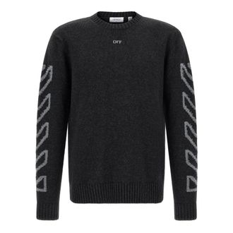 Off-white Diagonal Arrow Fuzzy Rundhals-Pullover - - Knitwear - Herren - Grau - S