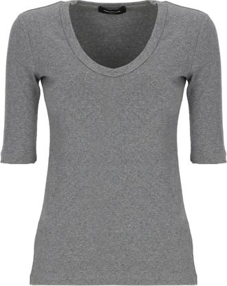 Fabiana Filippi Femme, Tops, Gris, Taille: 36 FR T-shirt &agrave; col rond