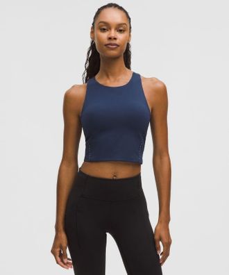 lululemon Swift Speed Crop-Tanktop f&uuml;r Frauen - Gr&ouml;&szlig;e 12 in Club Blue