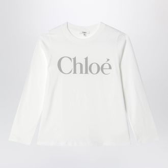 Chlo&eacute; Wei&szlig;es Baumwoll-T-Shirt mit Logodruck
