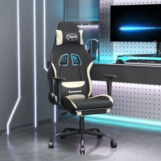 vidaXL Gaming-Stuhl mit Fu&szlig;st&uuml;tze Schwarz und Creme Stoff vidaXL550562