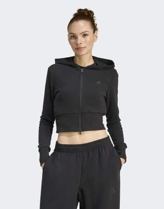 adidas adidas Performance - Seasonal Essentials - Veste de surv&ecirc;tement zipp&eacute; en tissu &eacute;ponge - Noir