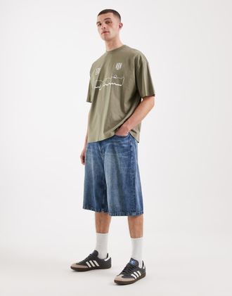 Tommy Jeans Theo - Short baggy en jean - Bleu fonc&eacute; d&eacute;lav&eacute;