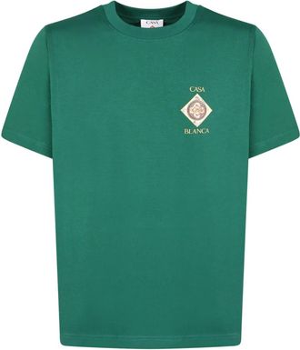 Casablanca Homme, Tops, Vert, Taille: XL Glass Logo Short Sleeve T-shirt