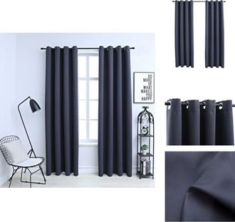 vidaXL Verdunkelungsvorhänge mit Metallösen 2 Stk. Anthrazit 140x245cm - Verdunklungsvorhänge - Gardinen - Wohnaccessoires - Vorhänge Anthrazit