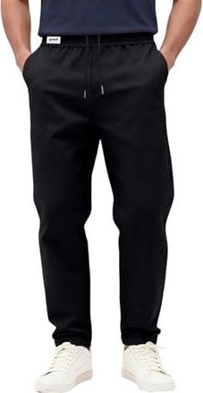 Generic Pantalon de loisirs pour homme - Coupe ajust&eacute;e - Avec taille &eacute;lastique - Jambe droite - Pantalon daffaires l&eacute;ger - Classique - D&eacute;contract&eacute; - Pantalon 