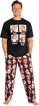Disney Pyjama Homme Humoristique Ensembles de Pyjama Homme Humour Tailles Adulte S-3XL Grincheux (Noir Grincheux, 3XL)