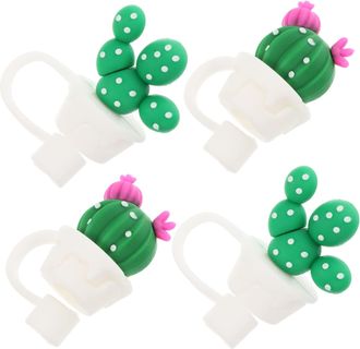 Yardwe 4Stücke Strohhalmdeckel Wiederverwendbare Kaktus-strohhalm-abdeckungen für Kindergeburtstag und Partys Dekorative Strohspitzen für Getränke und Outdoo