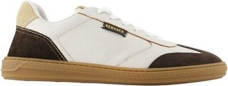 Versace Homme, Chaussures, Blanc, Taille: 44 EU Greca Court Nappa & Suede Baskets