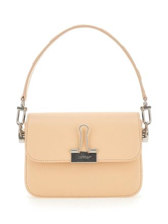 Off-white Womens Small Leather Binder Bag Beige Shoulder