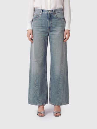 Maison Margiela Jean large &agrave; taille haute en denim bleu
