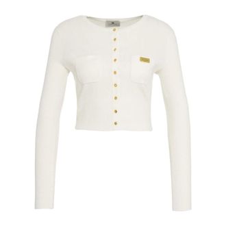 Elisabetta Franchi Strickjacke mit langen &Auml;rmeln - - Knitwear - Damen - Wei&szlig; - XL