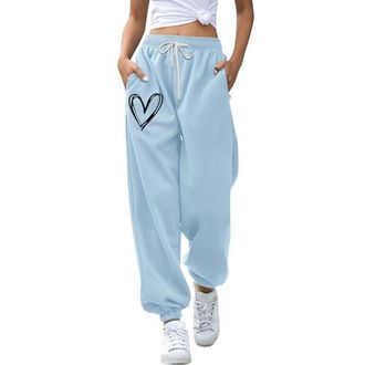 Generico Pantalon de sport pour femme dhiver pantalon de surv&ecirc;tement pour femme avec cordon de serrage taille haute pantalon coupe large pantalon avec poches d