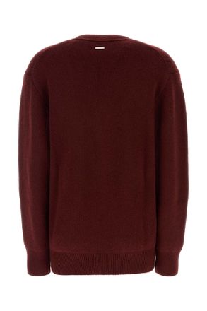 Ferragamo Womens Burgundy Cashmere Blend Cardigan Bordeaux Maglieria Sweater