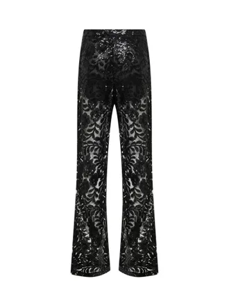 Golden Goose Womens Black Sequin-Embroidered Tulle Trousers Polyester