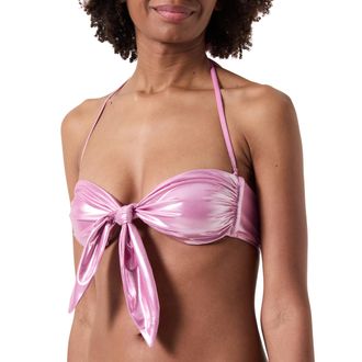 Pinko Damen Rubicon Top Tecno Jersey Lamina Eff. Nass Bikini, O87_Rosa Abbagl, L