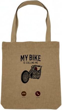 Fabulous Sac Shopping Tote Bag Aspect Lin - My Bike Is Calling Me Passion Travel - Sac de Courses Toile Epaisse 360g Beige Naturel Cabas Port&eacute; Epaule Solide Im