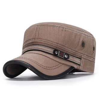 Generic Casquette unisexe en coton lav&eacute; - Chapeau de corps - Dessus plat - Pour hommes et femmes - Casquettes &agrave; visi&egrave;re pour hommes, marron, S