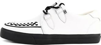 T.U.K. Leather Creeper Sneaker - Chaussures pour Hommes et Femmes - Couleur White - Chaussures à Lacets en Cuir et Daim de Style Puck, Goth et Rocker - Taill