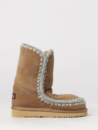 Mou Bottes Eskimo en daim avec coutures en laine