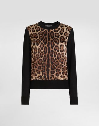 Dolce & Gabbana Pullover Aus Wolle Mit Leo-print - Frau Strickwaren Animalprint 46