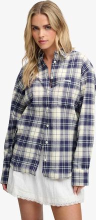Superdry chemise relaxed en flanelle &agrave; carreaux eclipse navy-bleu marine