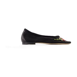 Simone Rocha Womens Mesh And Leather Ballet Flat Black