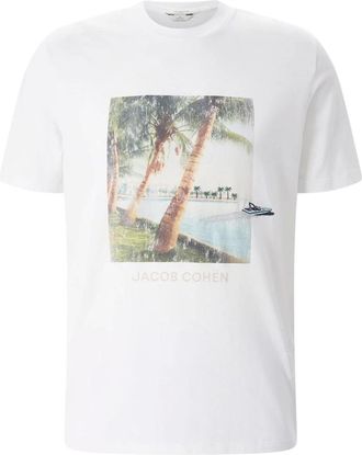 Jacob Cohen Homme, Tops, Blanc, Taille: M T-shirt ras du cou