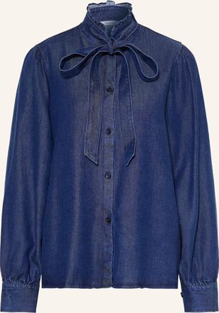 Soluzione - Camiceria Ticino Schluppenbluse In Jeansoptik blau