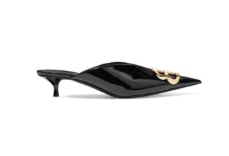 Balenciaga Black Patent Leather BB Knife Mules Size 40