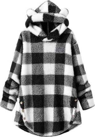 Generic Sweat &agrave; capuche en polaire pour enfant et fille - Chaud et confortable - Coupe ample - Manches longues, Noir, 14-15 ans