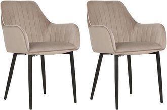 Beliani Lot de 2 Chaises Moderne Salle à Manger Salon en Velours Taupe Wellston