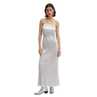 Never Fully Dressed Luna Plissee-Maxikleid mit Bindeg&uuml;rtel - - Dresses - Damen - Grau - L