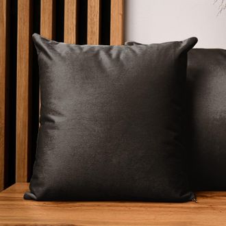 MG Design 2er Set Kissenbez&uuml;ge 55 x 55 cm in Braun - mit Rei&szlig;verschluss, samtig-weich, fein & dicht, pflegeleicht