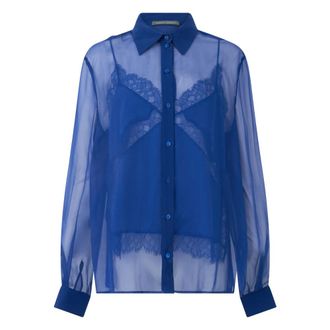 Alberta Ferretti Transparente Bluse mit klassischem Kragen - - Blouses & Shirts - Damen - Blau - 2XL
