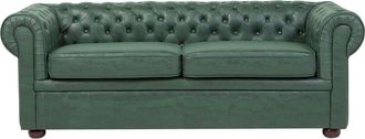 Beliani Klassisches Chesterfield Sofa 3er-Sitzer in Leder-Optik grün Chesterfield