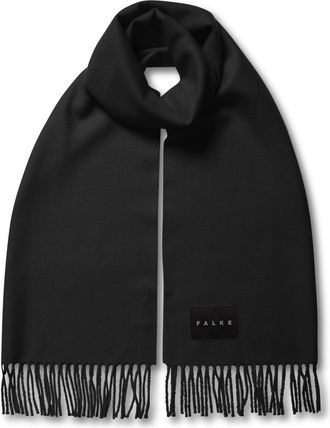 Falke Unisex Winter-Schal Basic Stola With Fringes U Sc Wolle schnelltrocknend warm 1 St&uuml;ck, Schwarz Black 3000, ONESIZE