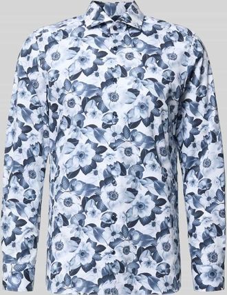 Olymp Level 5 Slim Fit Business-Hemd mit Kentkragen und floralem Muster