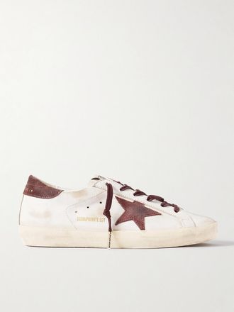 Golden Goose Super-star Sneakers Aus Leder Mit Velourslederbesätzen In Distressed-optik - Wollweiß