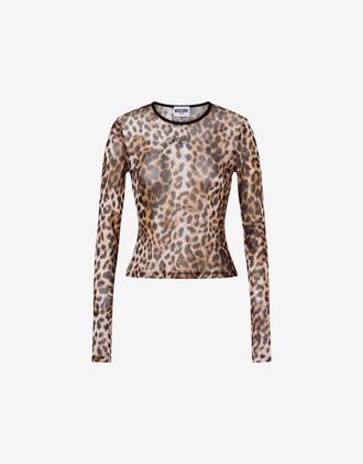 Moschino T-shirt en maille imprim&eacute;e - Marron