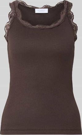 Rich & Royal Slim Fit Top aus reiner Baumwolle mit Spitzenbesatz