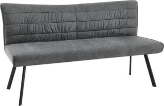 Byliving Bank Robbie/Vintage Bezug in anthrazit, Gestell in schwarz/Steppung im R&uuml;cken und umlaufender Keder, Taschenfederkern f&uuml;r hohen Sitzkomfort/Sitzbank, 